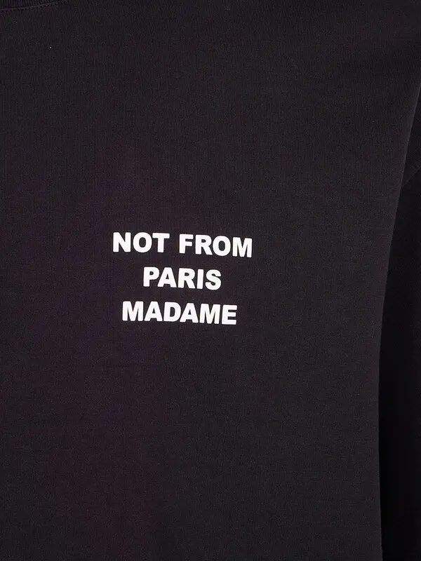 Drole De Monsieur Crewneck Cotton T-shirt With Logo And Slogan Print - Black