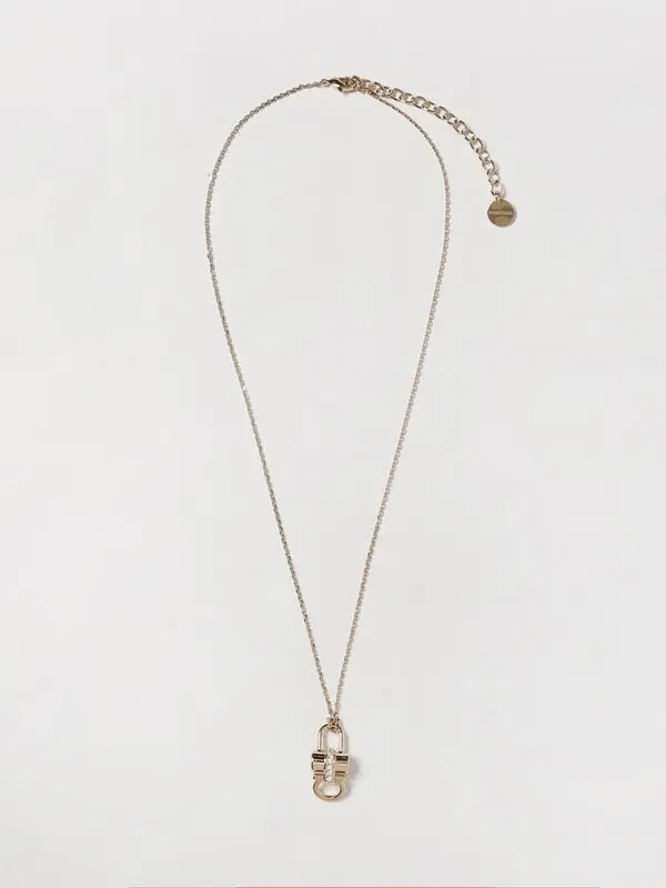 FERRAGAMO Tone Pendant Necklace With Crystal Embellishments