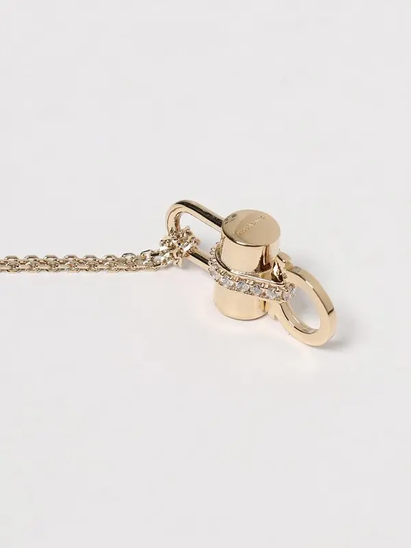 FERRAGAMO Tone Pendant Necklace With Crystal Embellishments