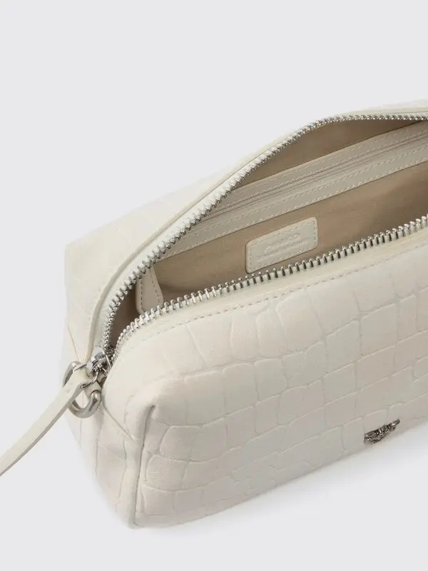 Pinko Medium Croc Print Leather Boston Bag - White