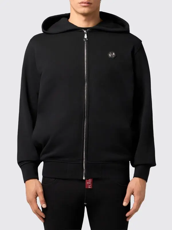 Philipp Plein Cotton Zip Up Hoodie - Black