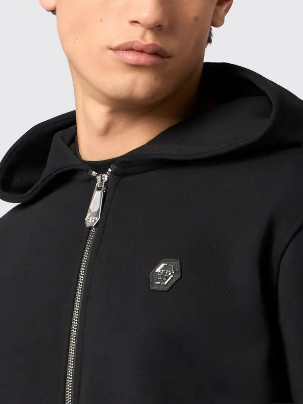 Philipp Plein Cotton Zip Up Hoodie - Black