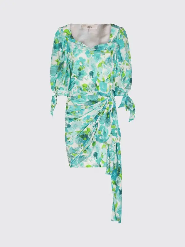 Chloé Floral Print Silk Mini Dress - Multicolor