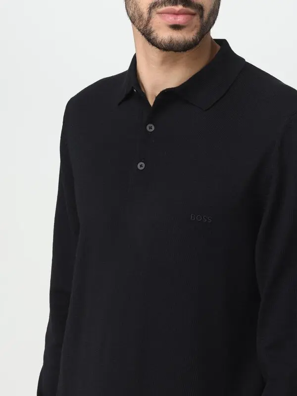 BOSS Long Sleeve Polo Shirt - Black 1