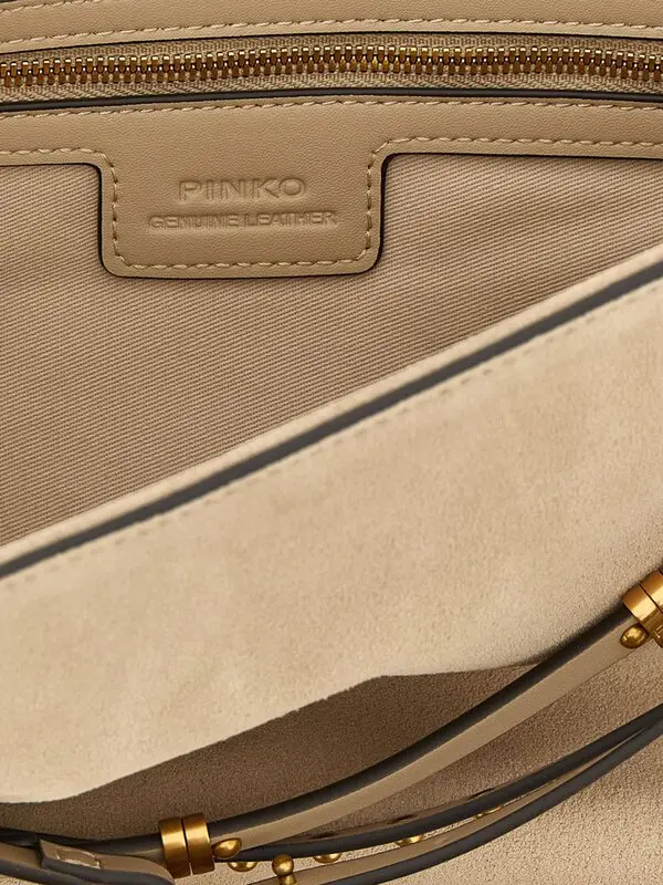 Pinko Suede Bag With Micro Studs - Beige