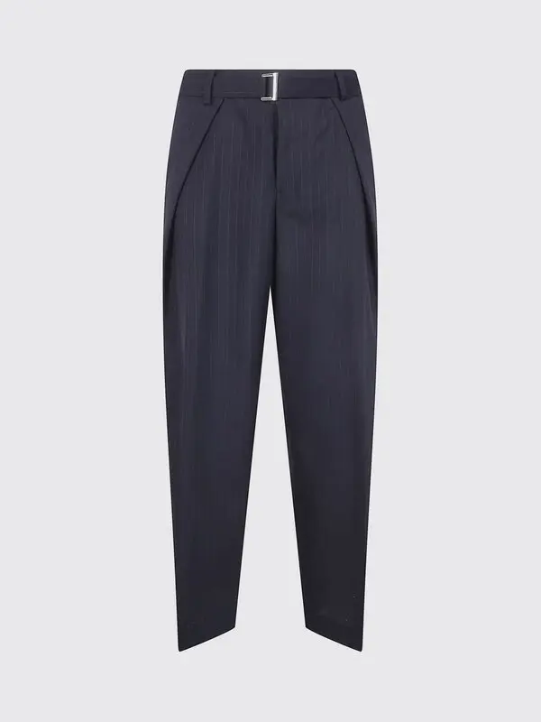 Sacai Belted Pinstriped Cotton Tailored Trousers