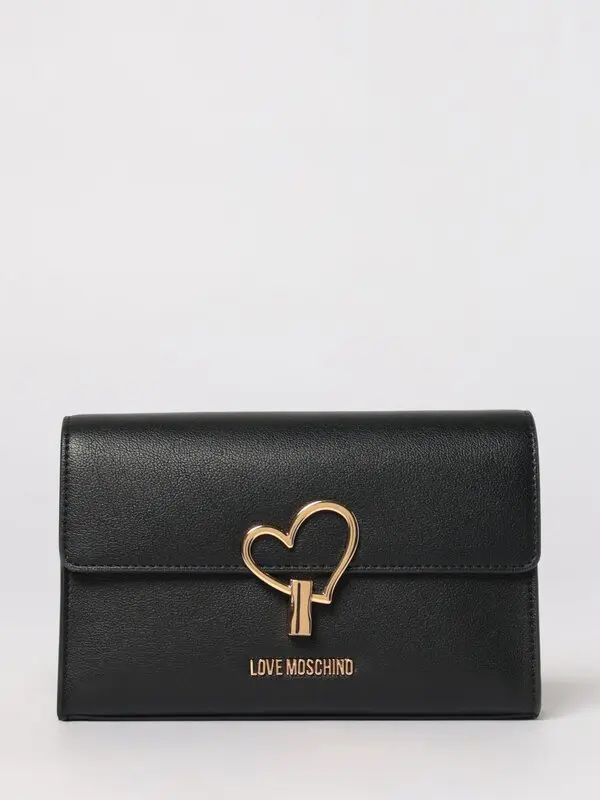 Moschino Faux Leather Crossbody Bag With Heart Detail - Black