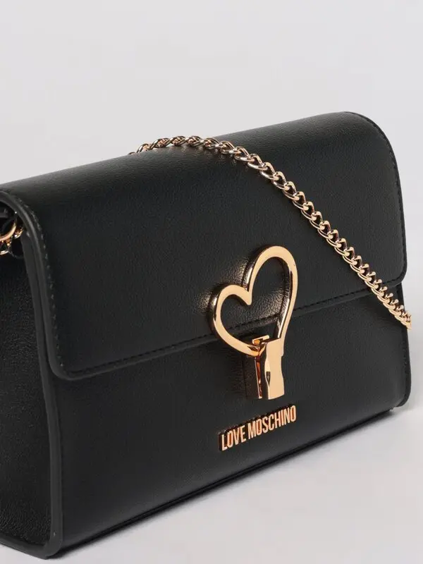 Moschino Faux Leather Crossbody Bag With Heart Detail - Black