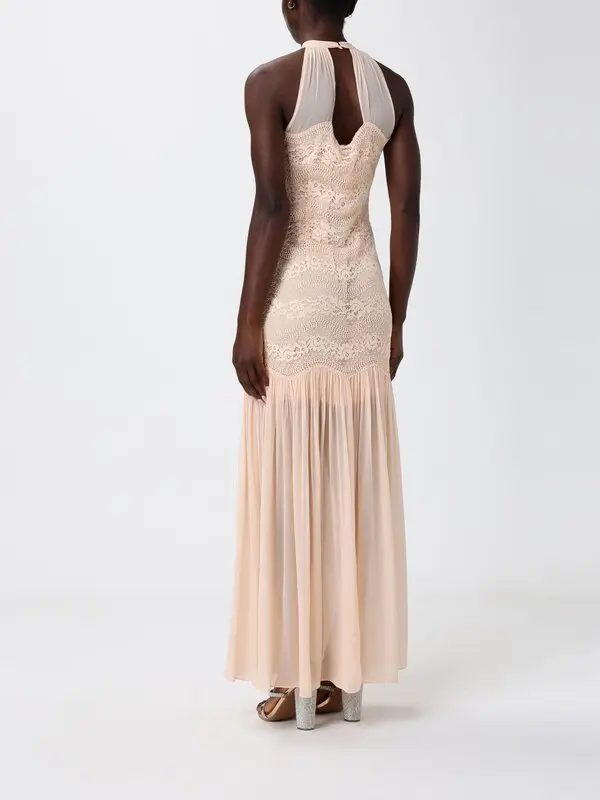 TWINSET Macramé Halterneck Maxi Dress - Peach