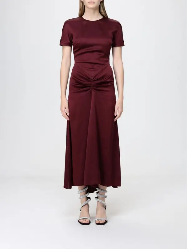 Victoria Beckham Ruched Satin Midi Dress
