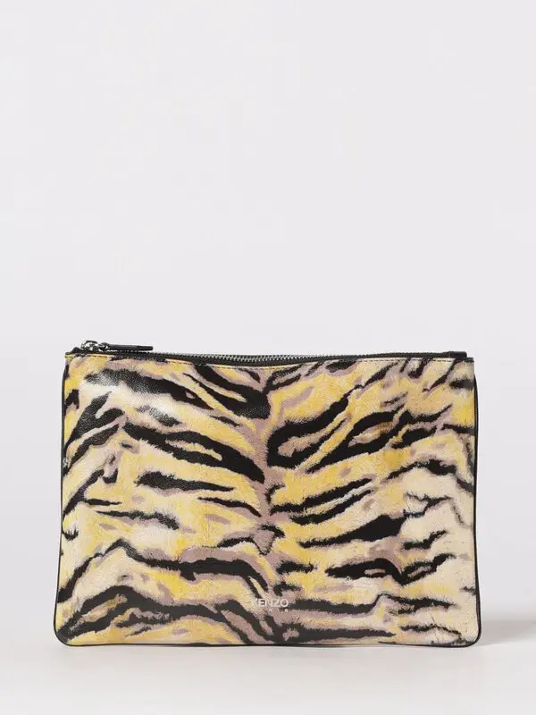Kenzo Tiger Animal Print Leather Clutch