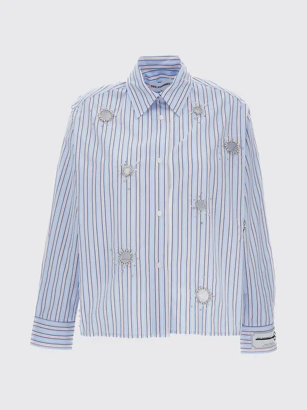 DES_PHEMMES Striped Cotton Shirt With Jewel Inserts