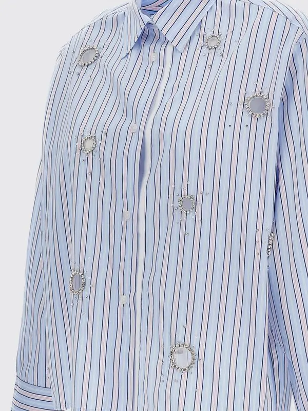 DES_PHEMMES Striped Cotton Shirt With Jewel Inserts