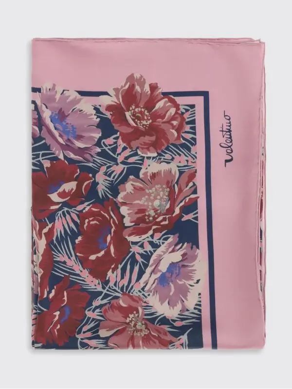 Valentino Garavani Floral Print Silk Foulard - Blue