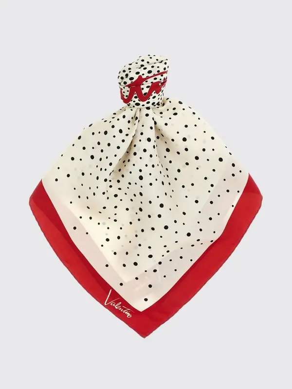 Valentino Garavani Polka Dot And Logo Print Silk Foulard - Multicolor