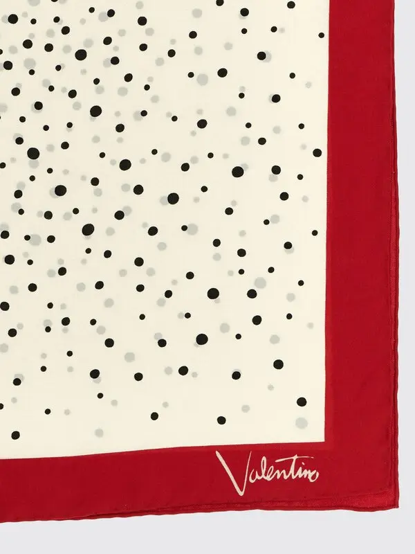 Valentino Garavani Polka Dot And Logo Print Silk Foulard - Multicolor