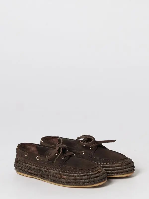 PALOMA BARCELO Suede And Raffia Boat Loafers - Brown