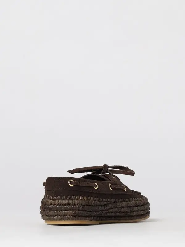 PALOMA BARCELO Suede And Raffia Boat Loafers - Brown