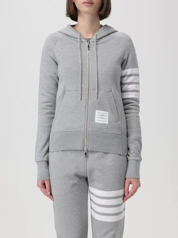 Thom Browne 4-bar Stripe Zip-up Hoodie - Grey