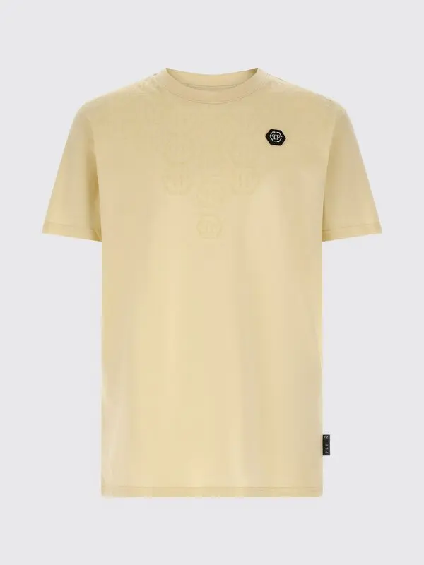 Philipp Plein Cotton T-shirt With Pp Monogram - Beige