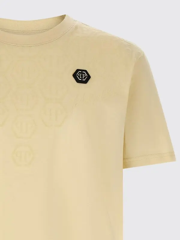 Philipp Plein Cotton T-shirt With Pp Monogram - Beige
