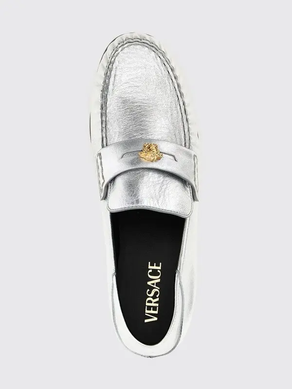 Versace La Medusa Laminated Leather Loafers