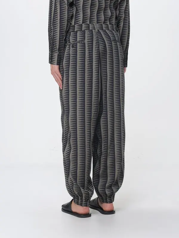 Emporio Armani Printed Lyocell Trousers - Black