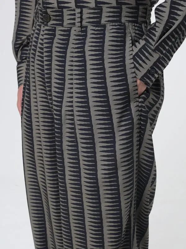 Emporio Armani Printed Lyocell Trousers - Black