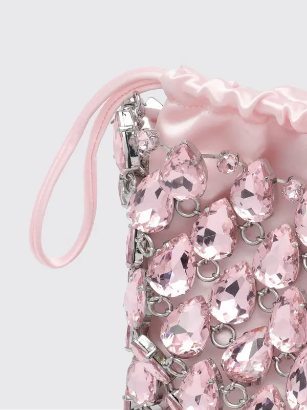 SELF-PORTRAIT Rhinestone Satin Bucket Pouch