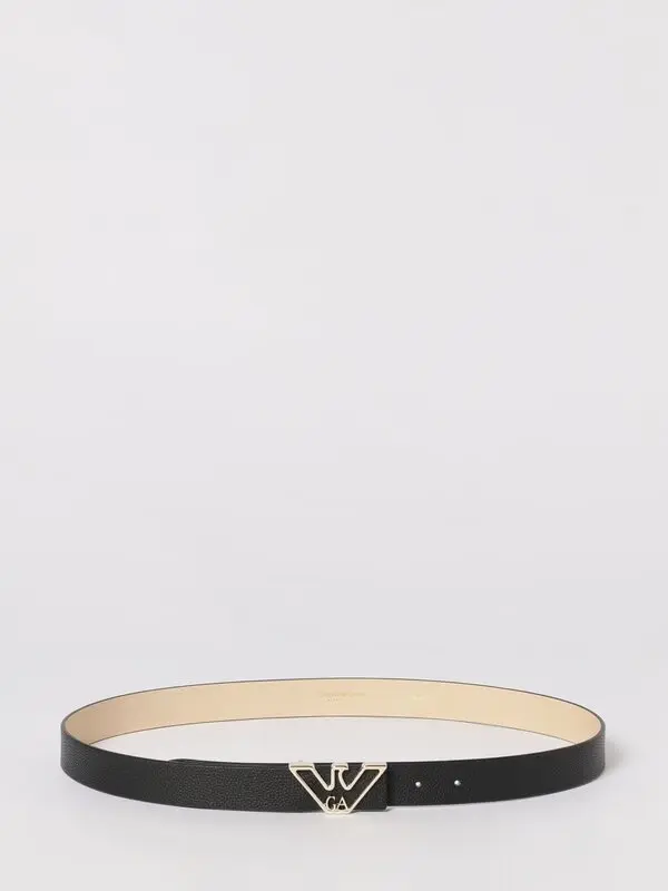 Emporio Armani Grained Faux Leather Belt - Black