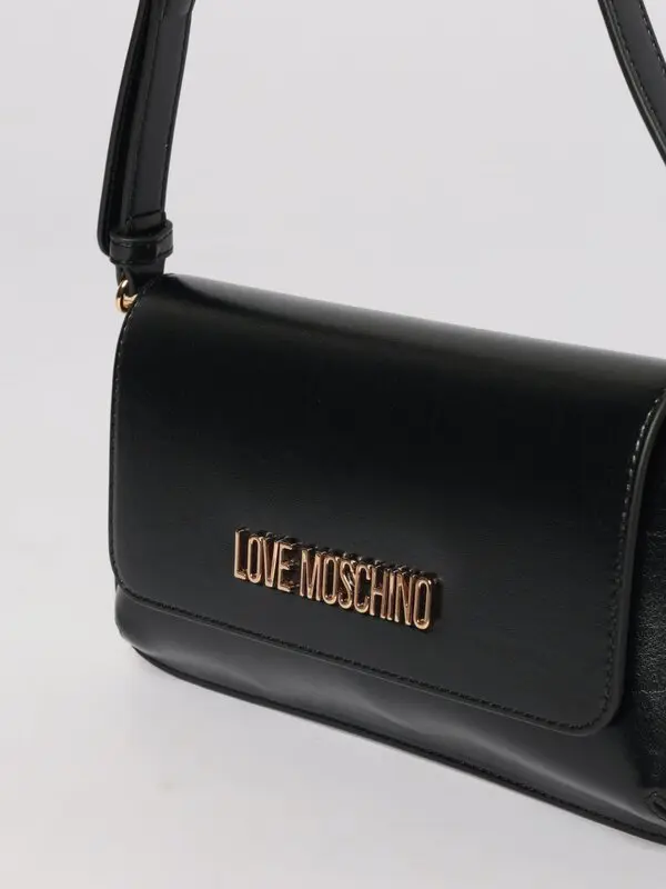 Moschino Faux Leather Shoulder Bag - Black