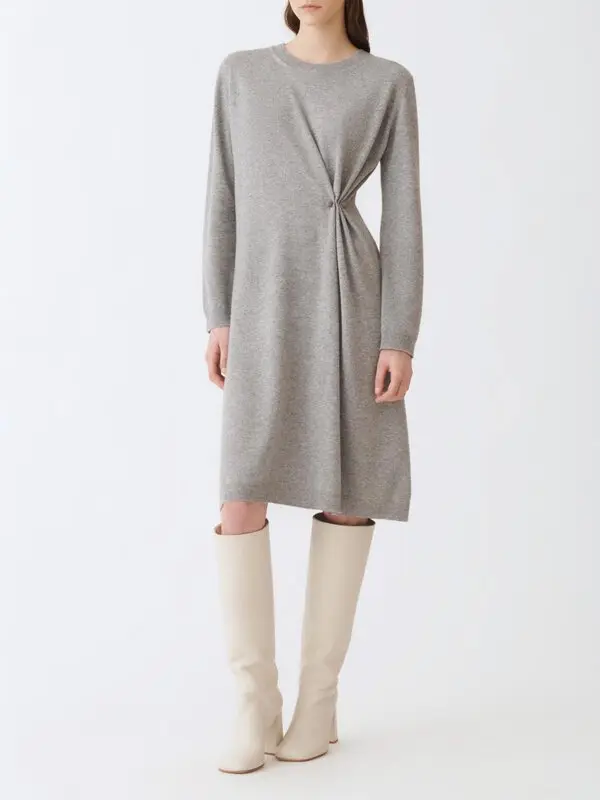 Fabiana Filippi Knit Dress With Draped Detail - Grey