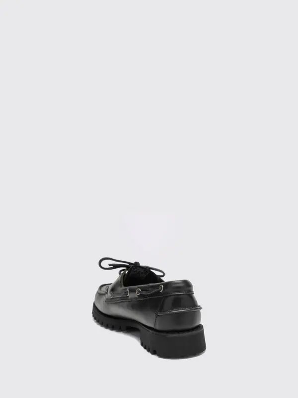 SEBAGO Smooth Leather Boat Shoes With Side Lacing And Rubber Sole - Black
