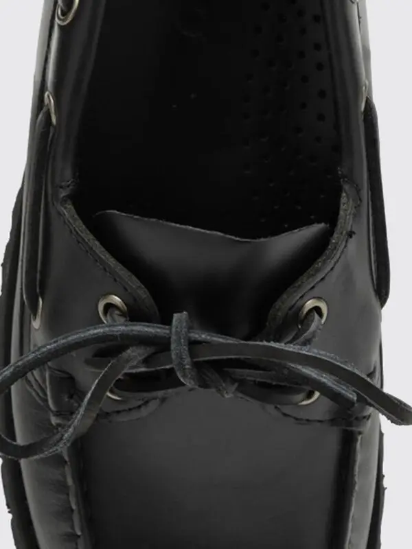 SEBAGO Smooth Leather Boat Shoes With Side Lacing And Rubber Sole - Black