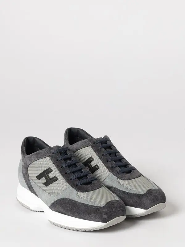 Hogan Interactive Mesh And Suede Sneakers - Black