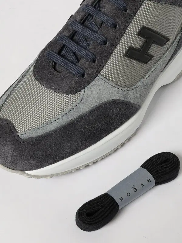 Hogan Interactive Mesh And Suede Sneakers - Black