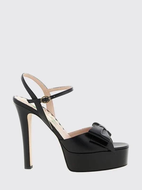 Valentino Garavani Bowow Leather Platform Sandals With High Heel - Black