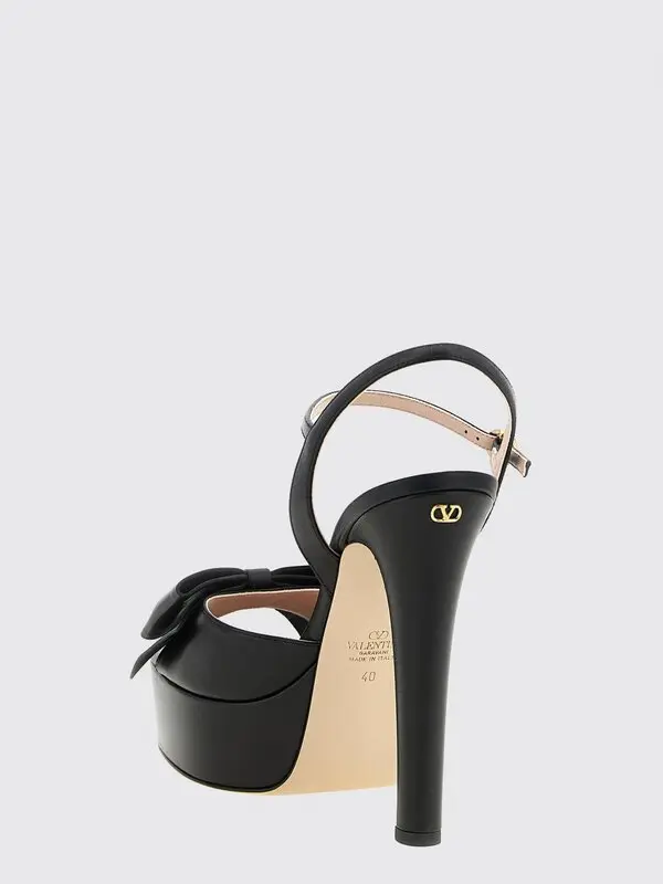 Valentino Garavani Calfskin Platform Stiletto Sandals With Bow Detailing