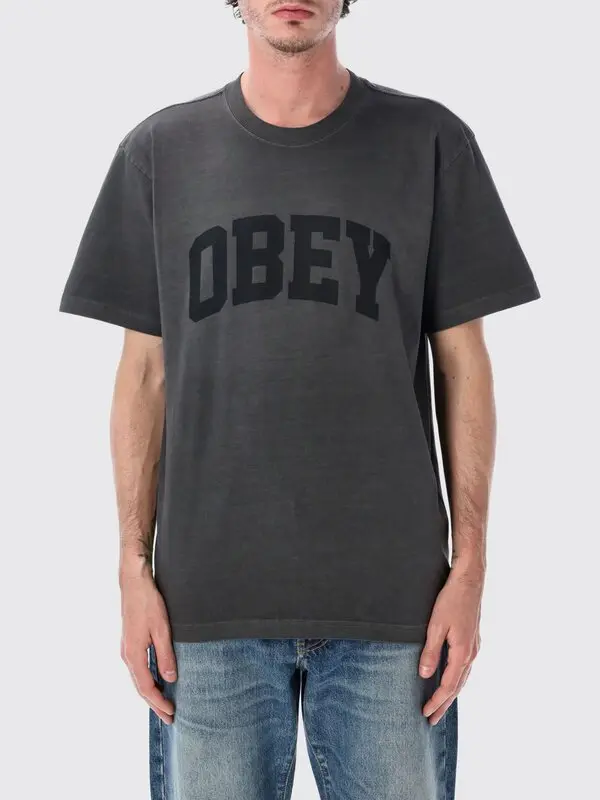 Obey Printed Cotton T-shirt - Grey