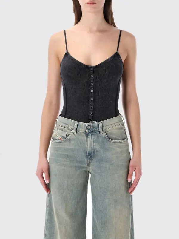 DIESEL® Ribbed Bodysuit With Button Front