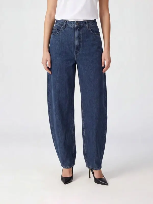 ROTATE BY BIRGER CHRISTENSEN High-waisted Baggy Jeans In Organic Cotton Denim - Blue