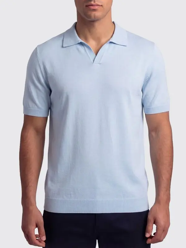 Tagliatore Cotton Knit Polo Shirt - Blue
