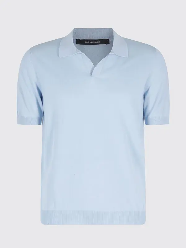 Tagliatore Cotton Knit Polo Shirt - Blue