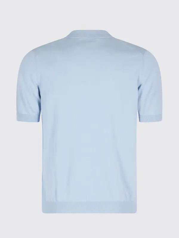 Tagliatore Cotton Knit Polo Shirt - Blue