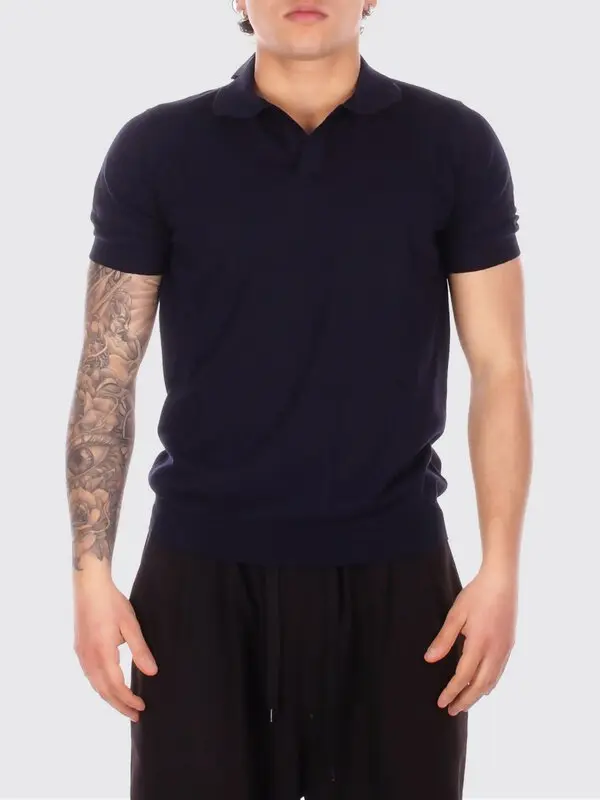 Tagliatore Cotton Knit Polo Shirt - Navy
