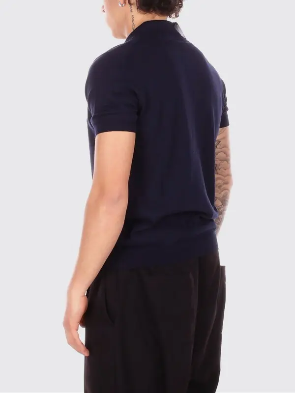 Tagliatore Cotton Knit Polo Shirt - Navy