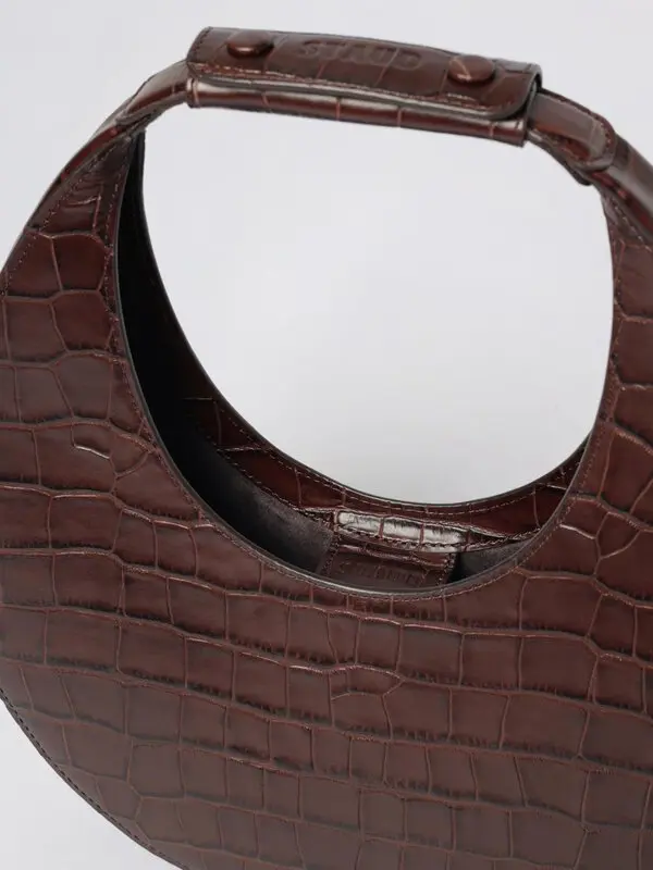 Staud Moon Bag In Crocodile Print Leather