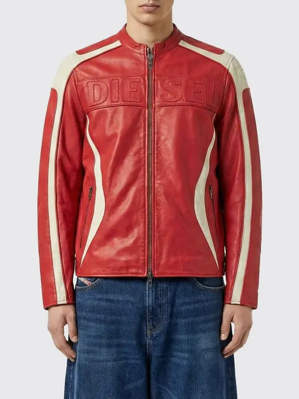 DIESEL® Leather Jacket With Contrasting Panels