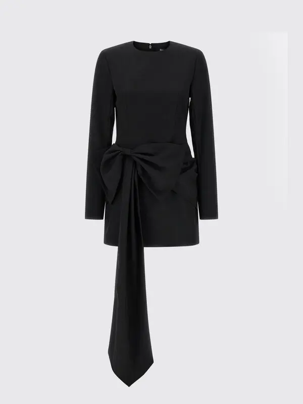 ROTATE BY BIRGER CHRISTENSEN Wool Blend Mini Dress With Bow Appliqu