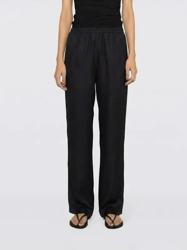 Loulou De Saison Pure Silk Palazzo Trousers - Black
